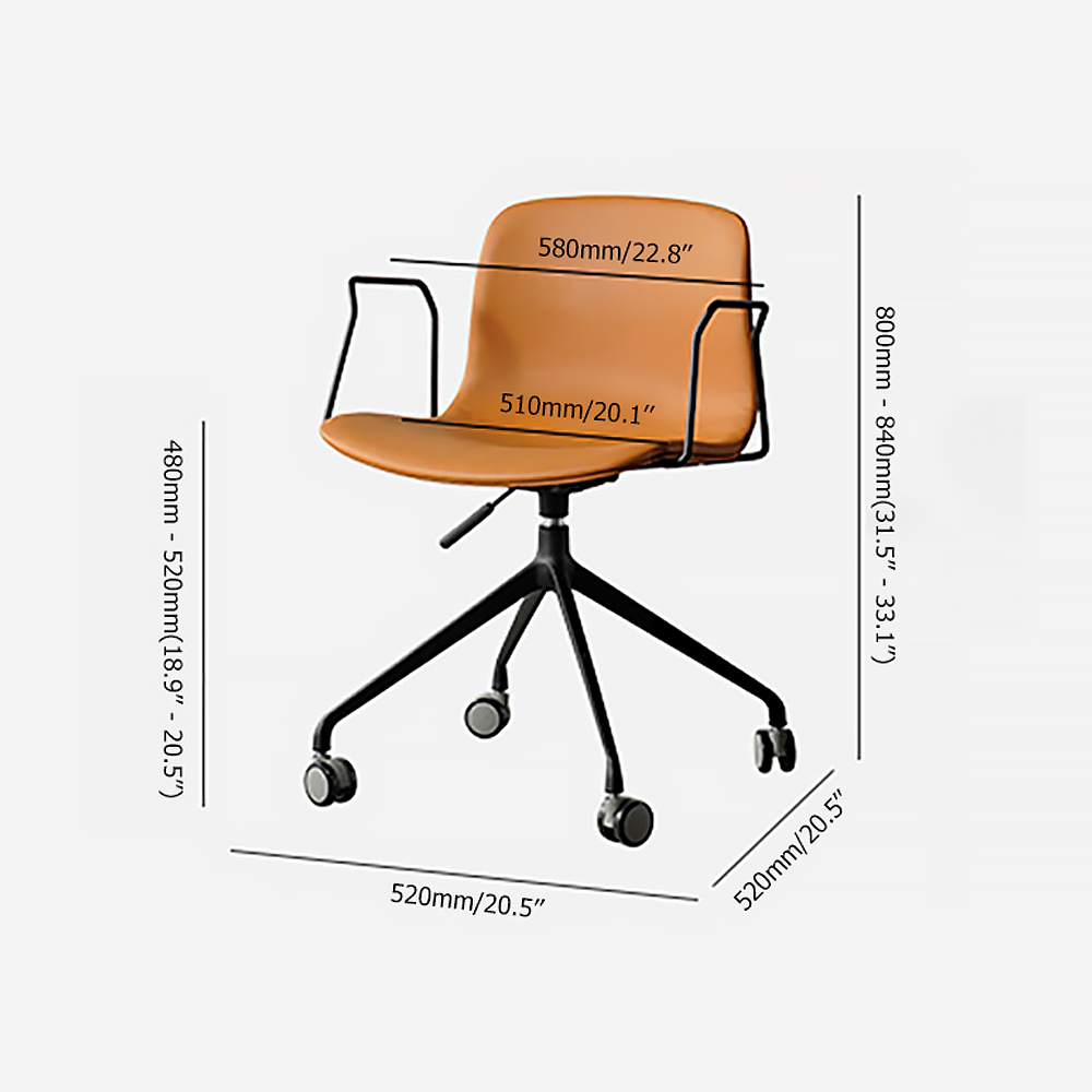 Brown Modern Swivel Office Chair PU Leather Upholstered Computer Chair ...