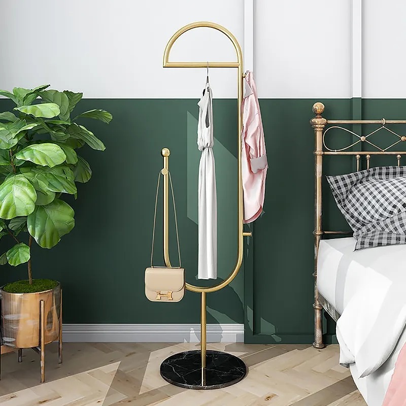 Modern Freestanding Metal Cloth Rack with Rail-Homary