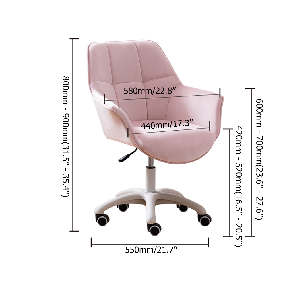 Gray Swivel Office Chair for Desk Upholstered Faux Leather Task Chair ...
