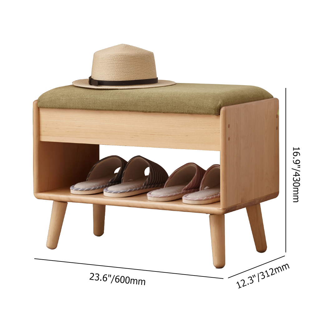 Farmhouse Mini Upholstered Shoe Rack Flip-Top Stool-Gray-Homary