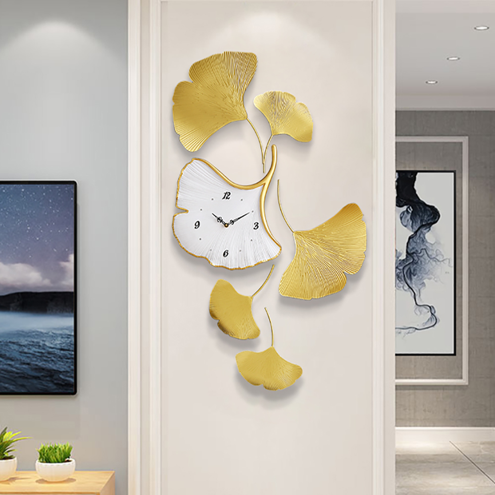 Modern Ginkgo Leaves Resin Dial Personalized Wall Clock Home Decor Art ...