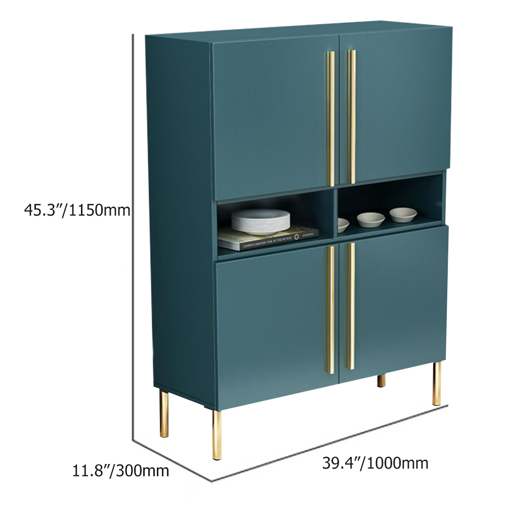 Modern Green Sideboard Buffet with 4 Doors & 4 Drawers in Gold ...
