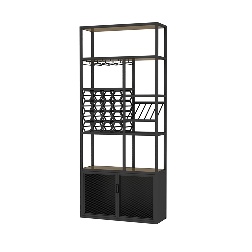 Industrial Standing Wine Rack with Glass Rack-Homary