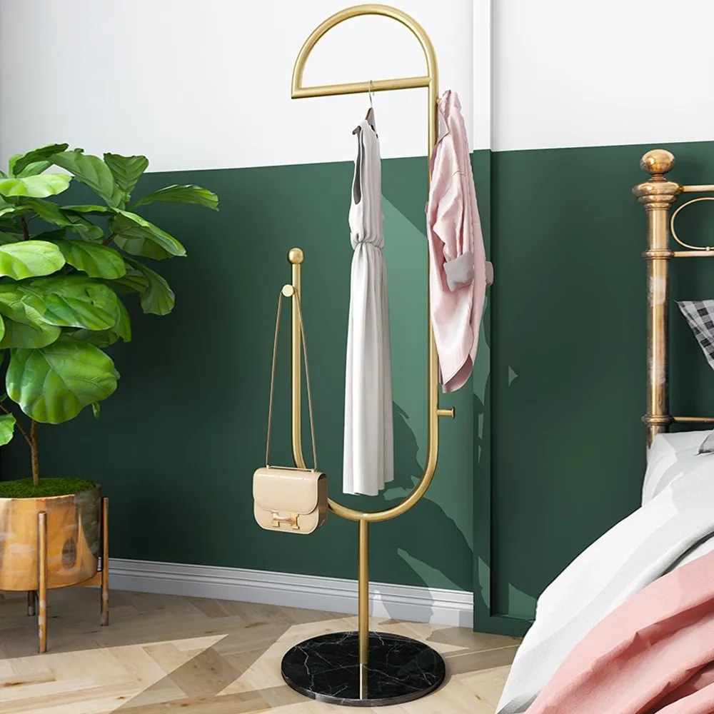 Modern Freestanding Metal Cloth Rack with Rail-Homary