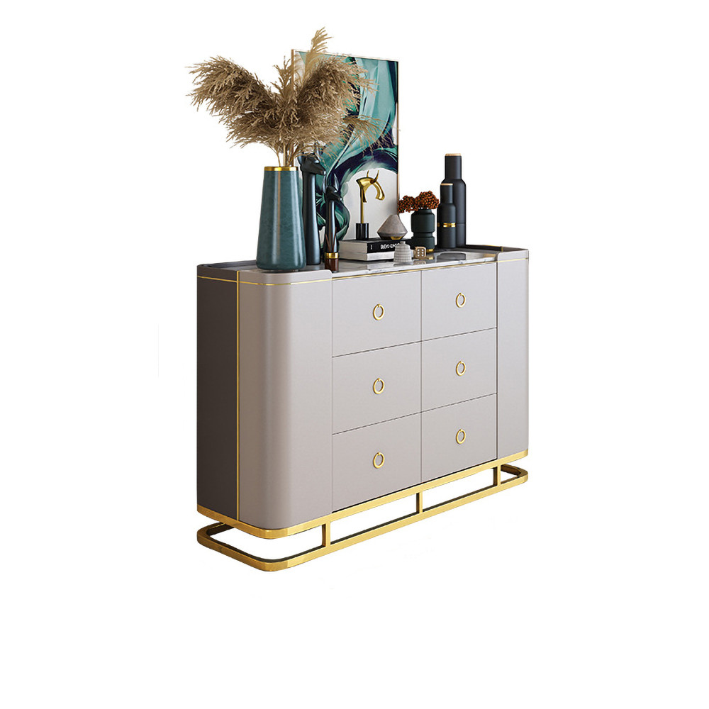 Buffet moderne kaki avec plateau de rangement en faux marbre finition ...