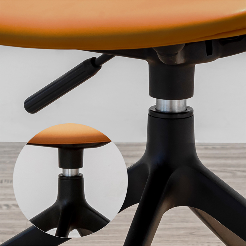 Brown Modern Swivel Office Chair PU Leather Upholstered Computer Chair ...