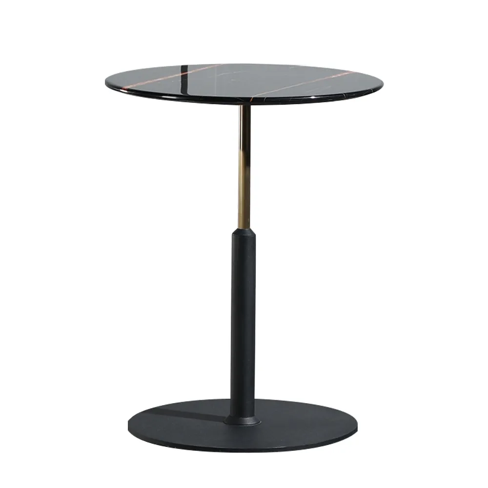 Modern Black Round Bar Table with Marble Tabletop-Homary