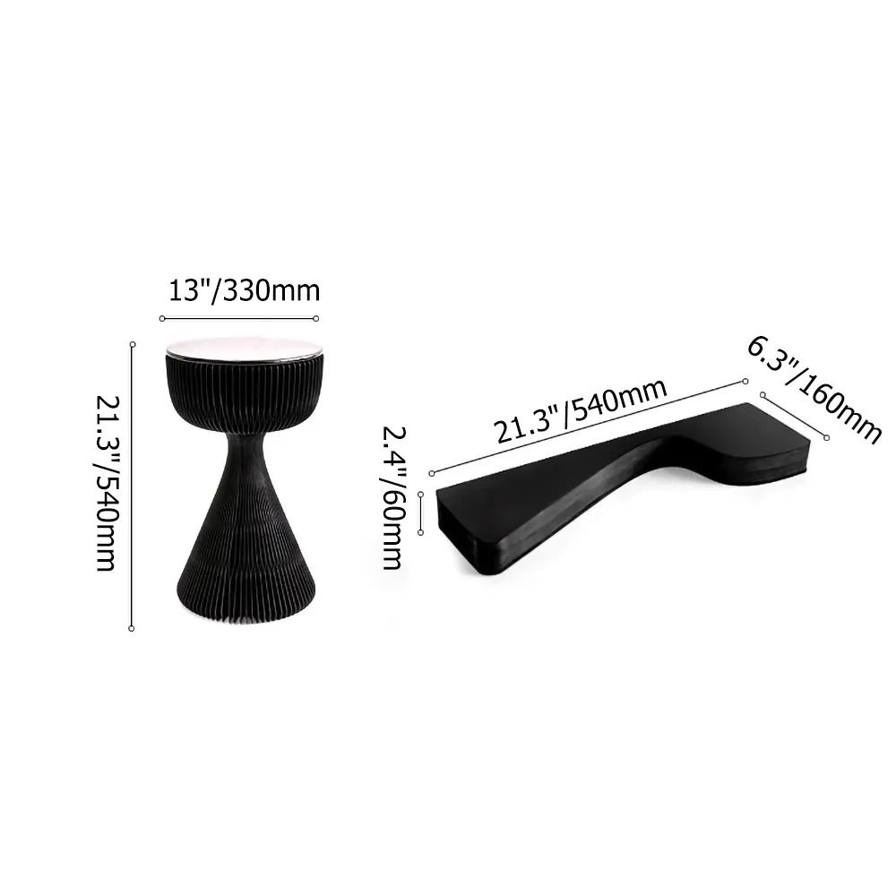 Black Modern End Table With Tempered Glass Foldable Side Table Decor