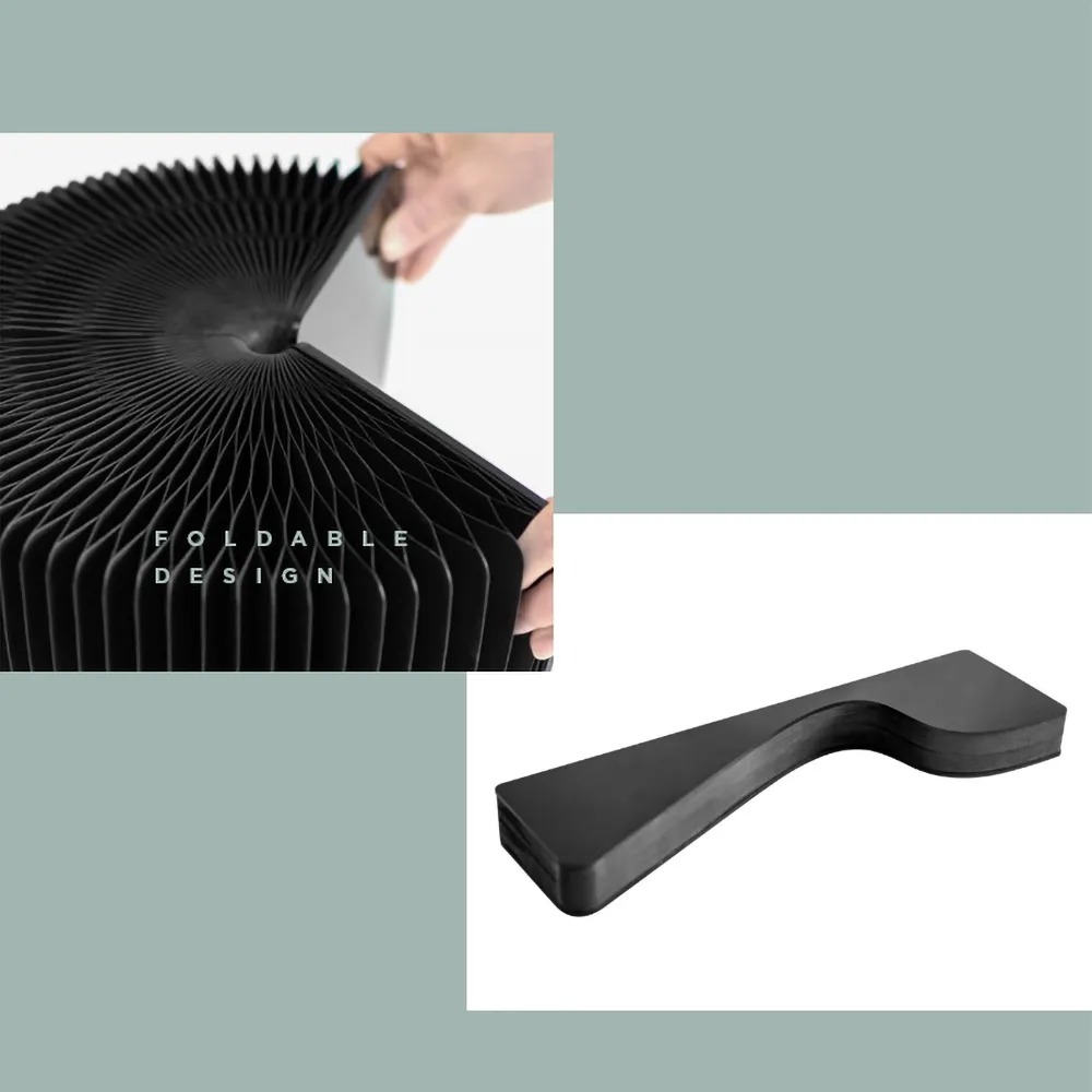 Black Modern End Table with Tempered Glass Foldable Side Table Decor