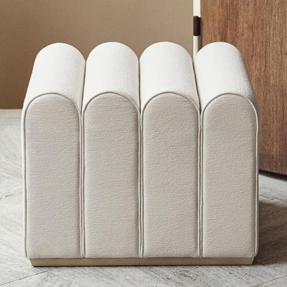 White Tufted Pouf Ottoman Upholstered Velvet Ottoman Footrest in Gold ...
