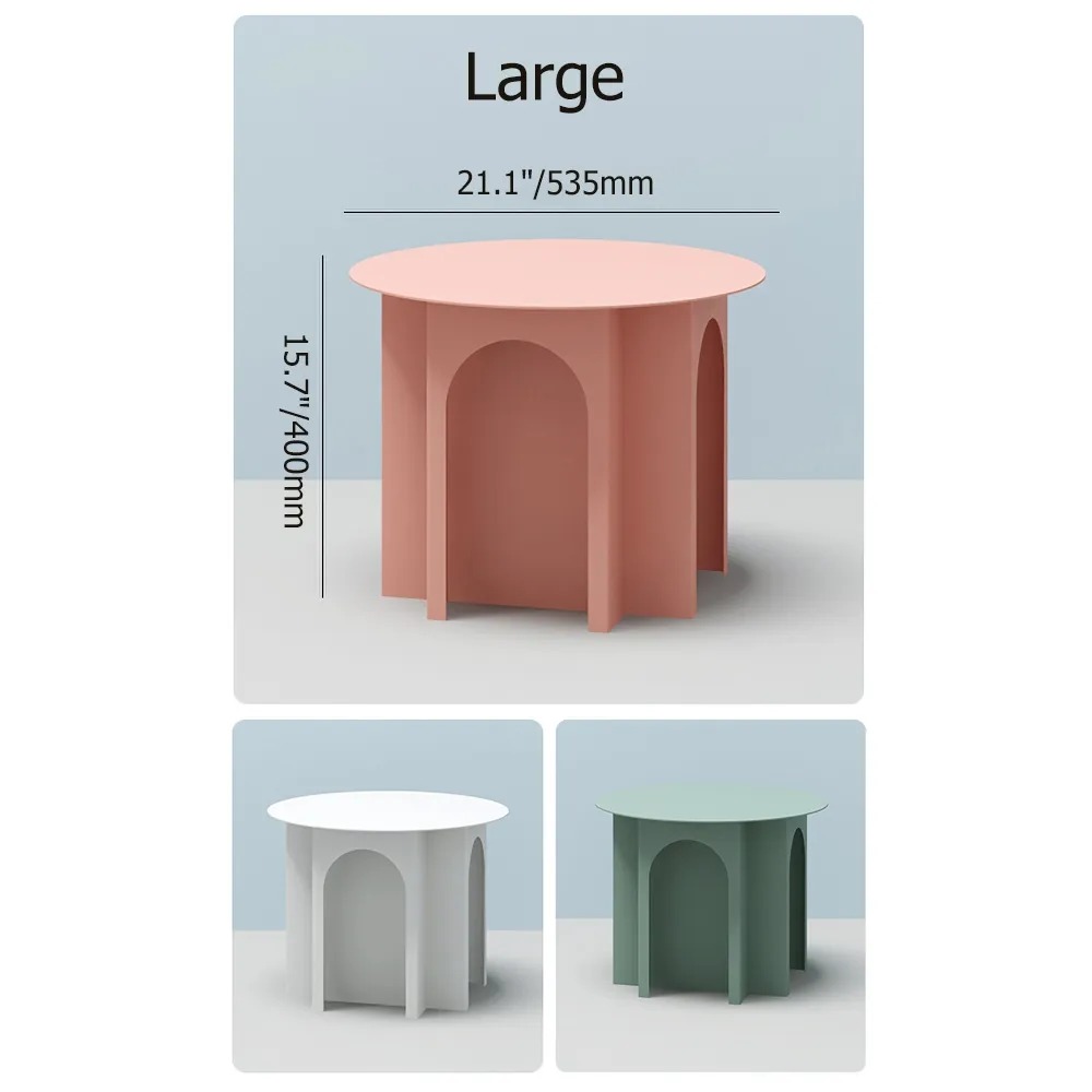 White Nordic Sculpted Arch End Table with Round Top Bed Side Table in ...