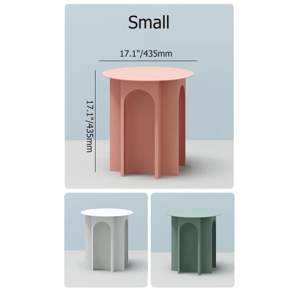 White Nordic Sculpted Arch End Table with Round Top Bed Side Table in ...