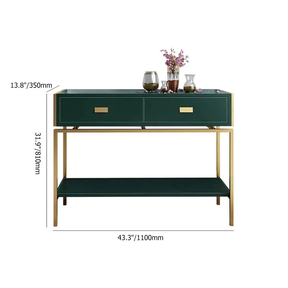 Console moderne avec tiroirs et étagère en bois Vert-Homary