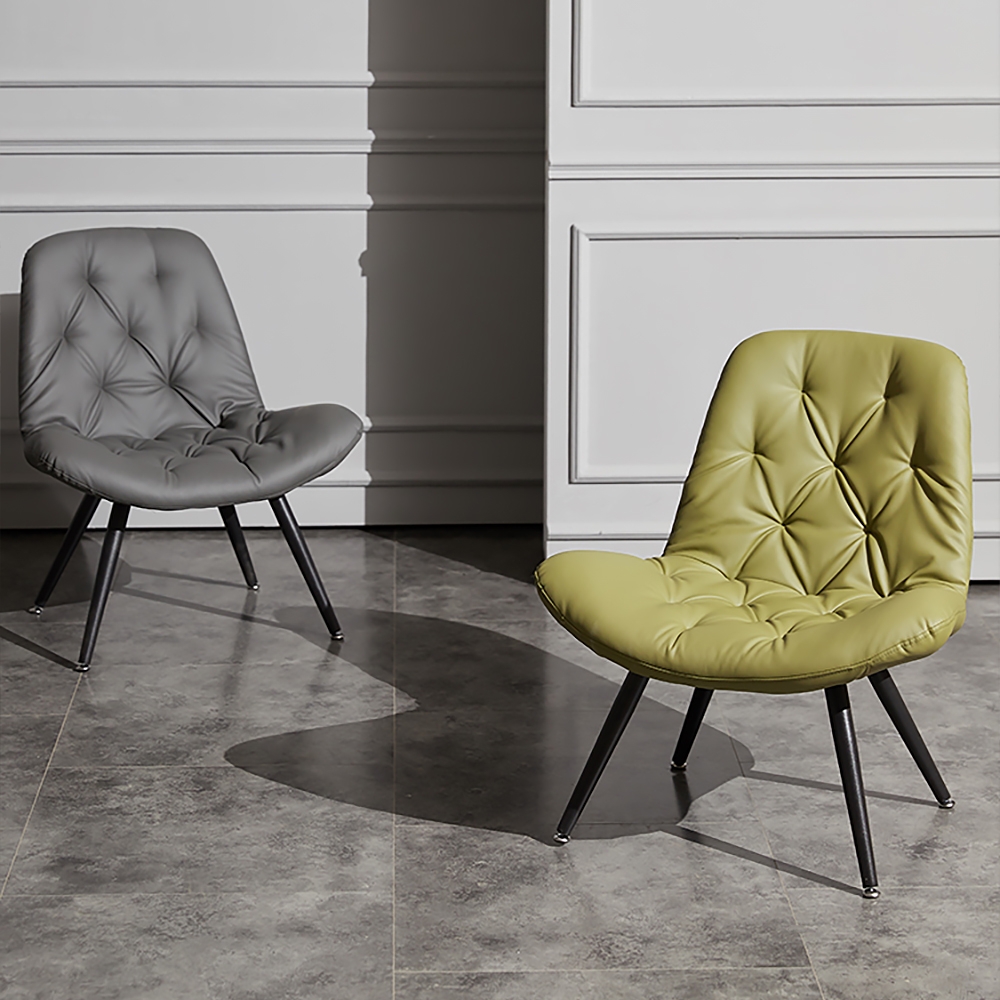 Modern Accent Chair Tufted PU Leather Upholstered Modern Chair-Homary
