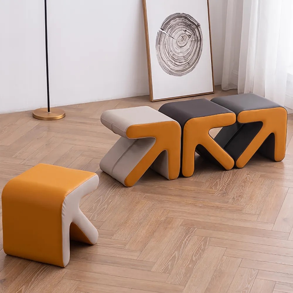 Arrow Ottoman PU Leather Upholstered Ottoman Stool-Homary