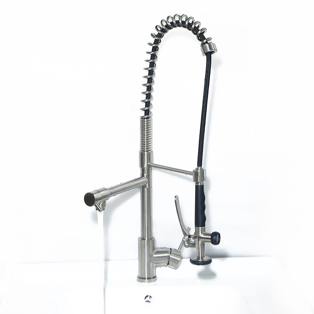 Commercial Pull Down Pre-rinse Spring Sprayer Brushed Nickel Kitchen ...