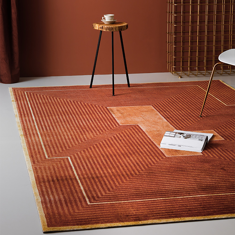 6' x 9' Designer Modern Style Retangular Red Geometric and Physics Area ...