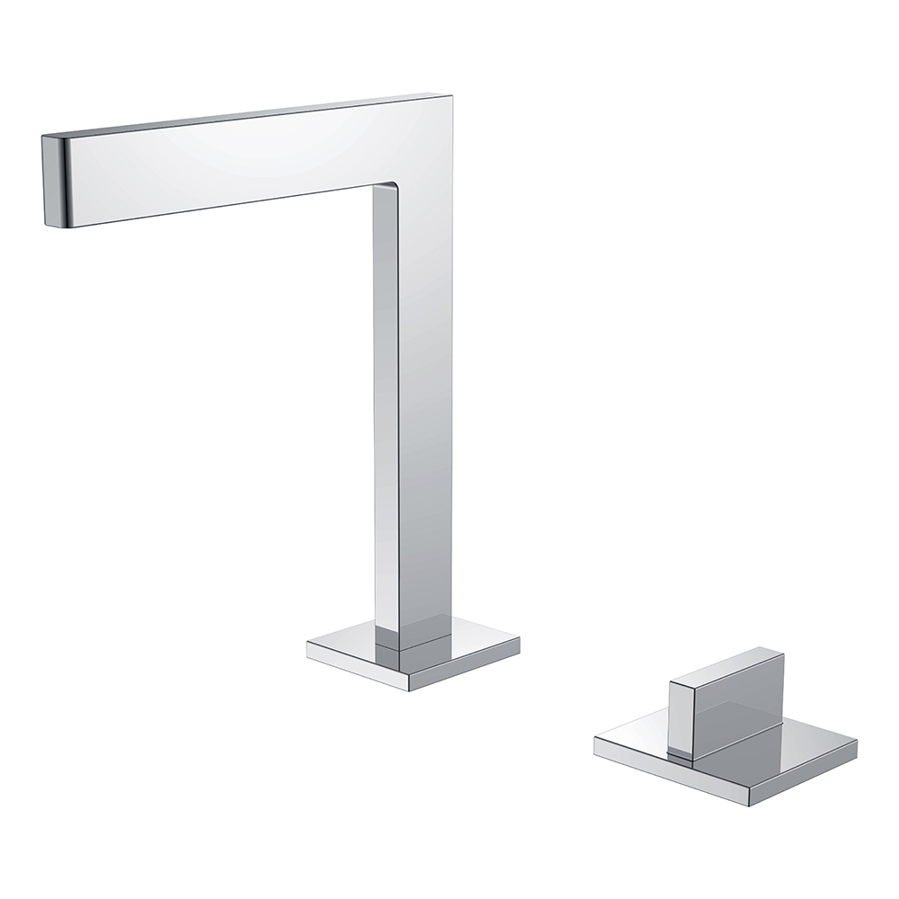 Single Lever Handle Geometric Bathroom Basin Tap 2-Hole Brass Polished ...