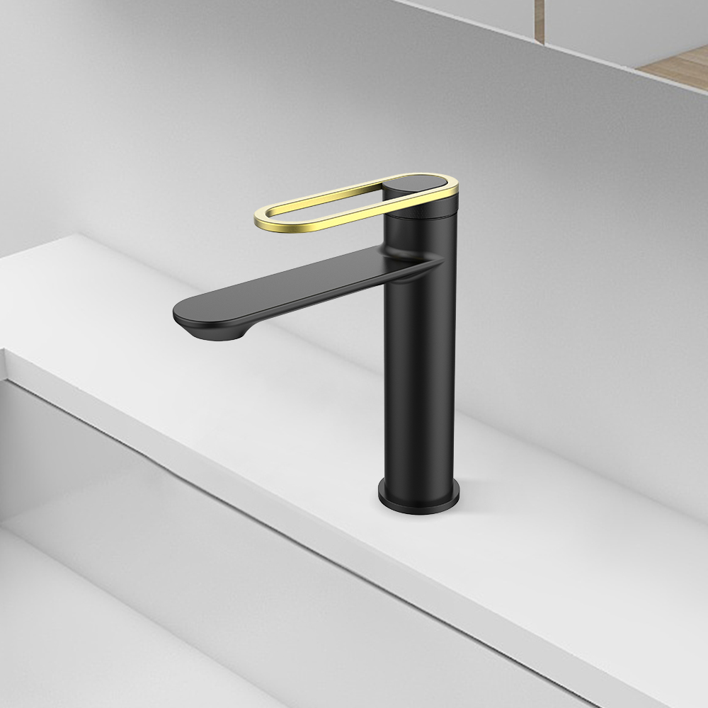 Single Hollow Out Lever Bathroom Basin Tap Solid Brass-Homary