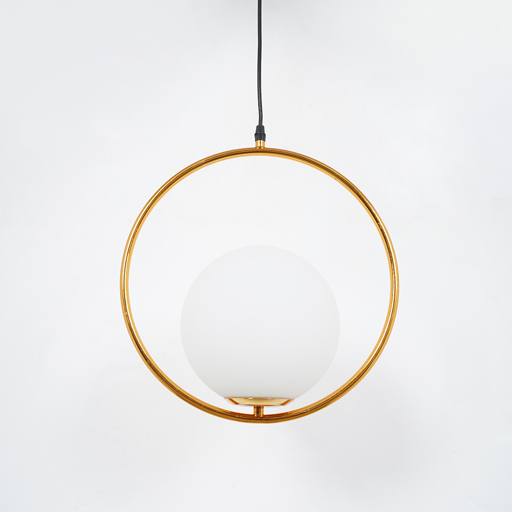 Ring Globe Single Pendant Light Glass Globe Contemporary Minimalist-Homary