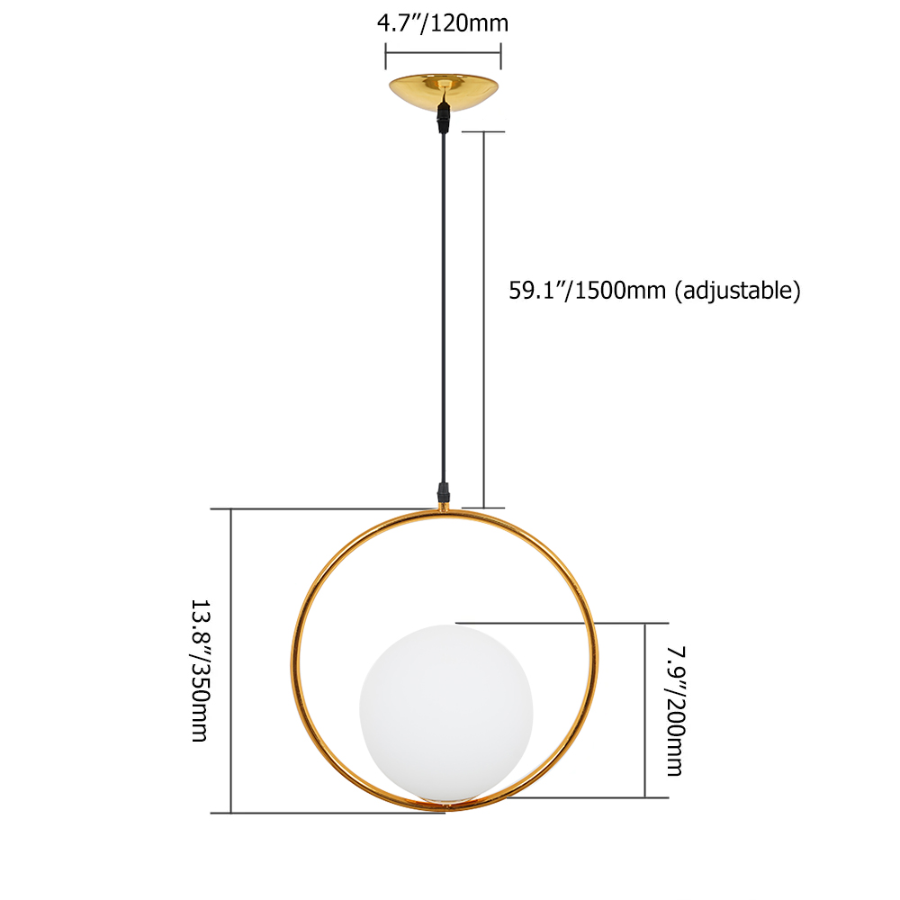 Ring Globe Single Pendant Light Glass Globe Contemporary Minimalist-Homary