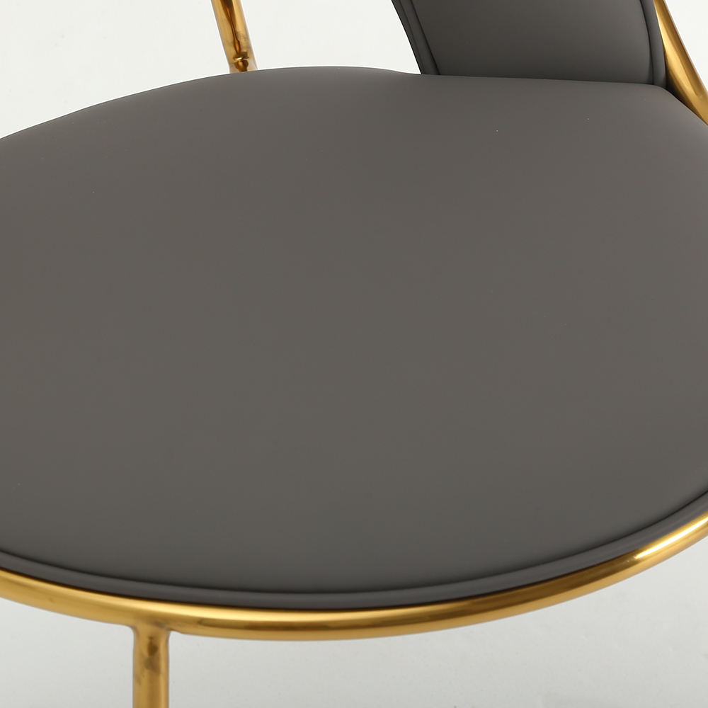 Modern Dining Chair PU Leather Upholstered Stainless Steel Gold Finish ...