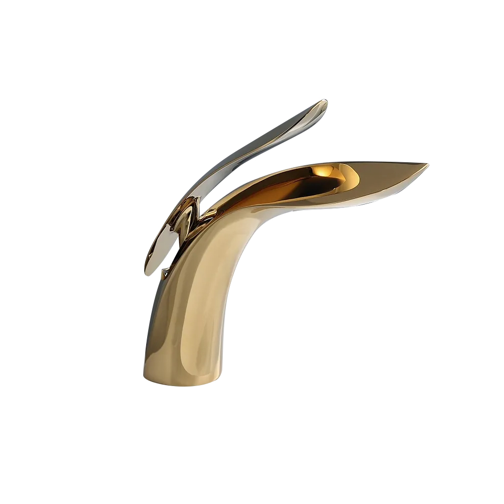 Zime Modern Minimalist Single Lever Handle Monobloc Gold Bathroom Basin ...
