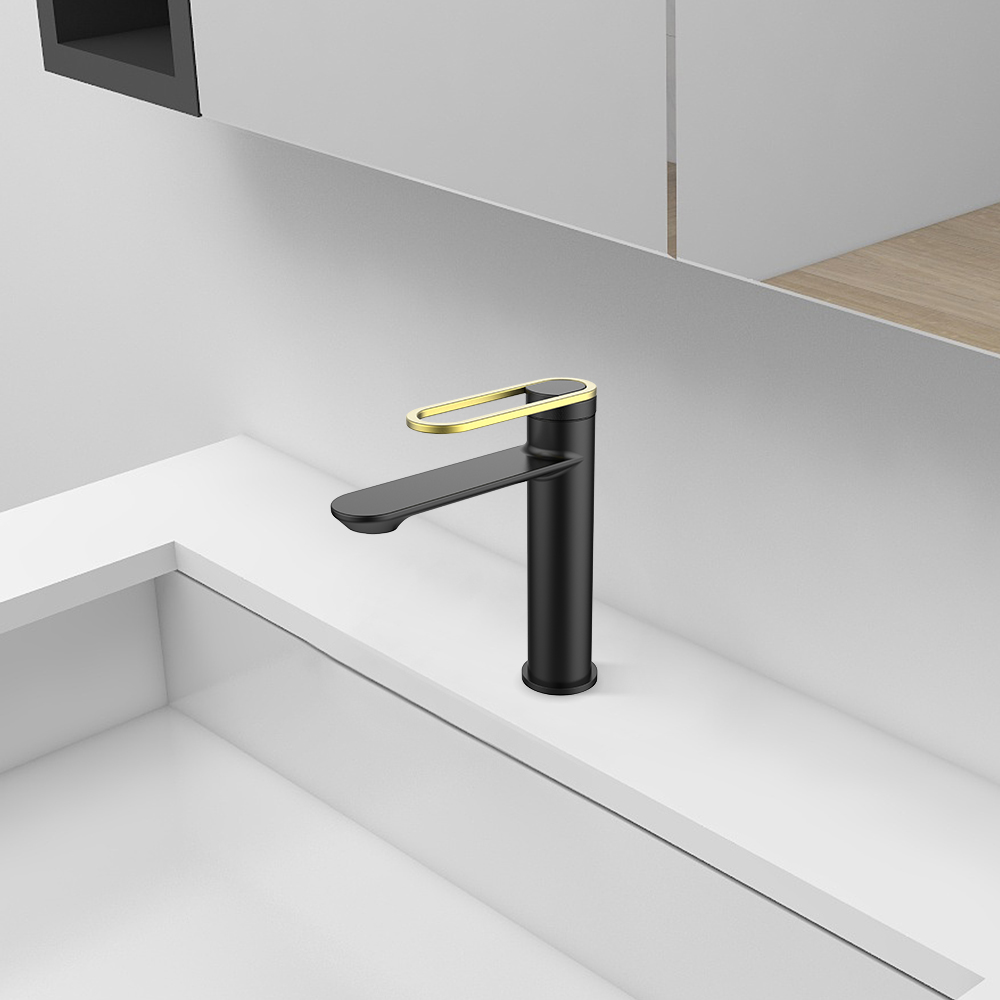 Single Hollow Out Lever Bathroom Basin Tap Solid Brass-Homary