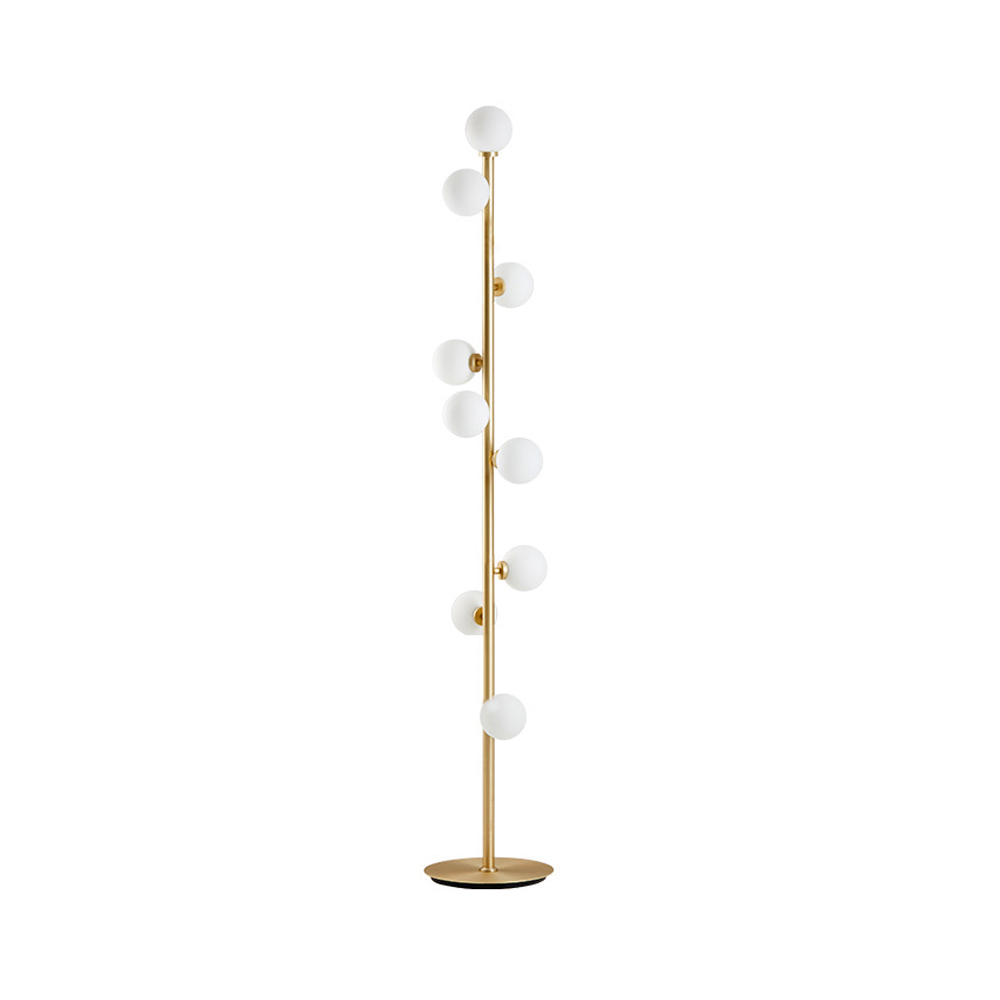 Modern LED Gold 9-Light Tree Floor Lamp White Glass Globe-Homary