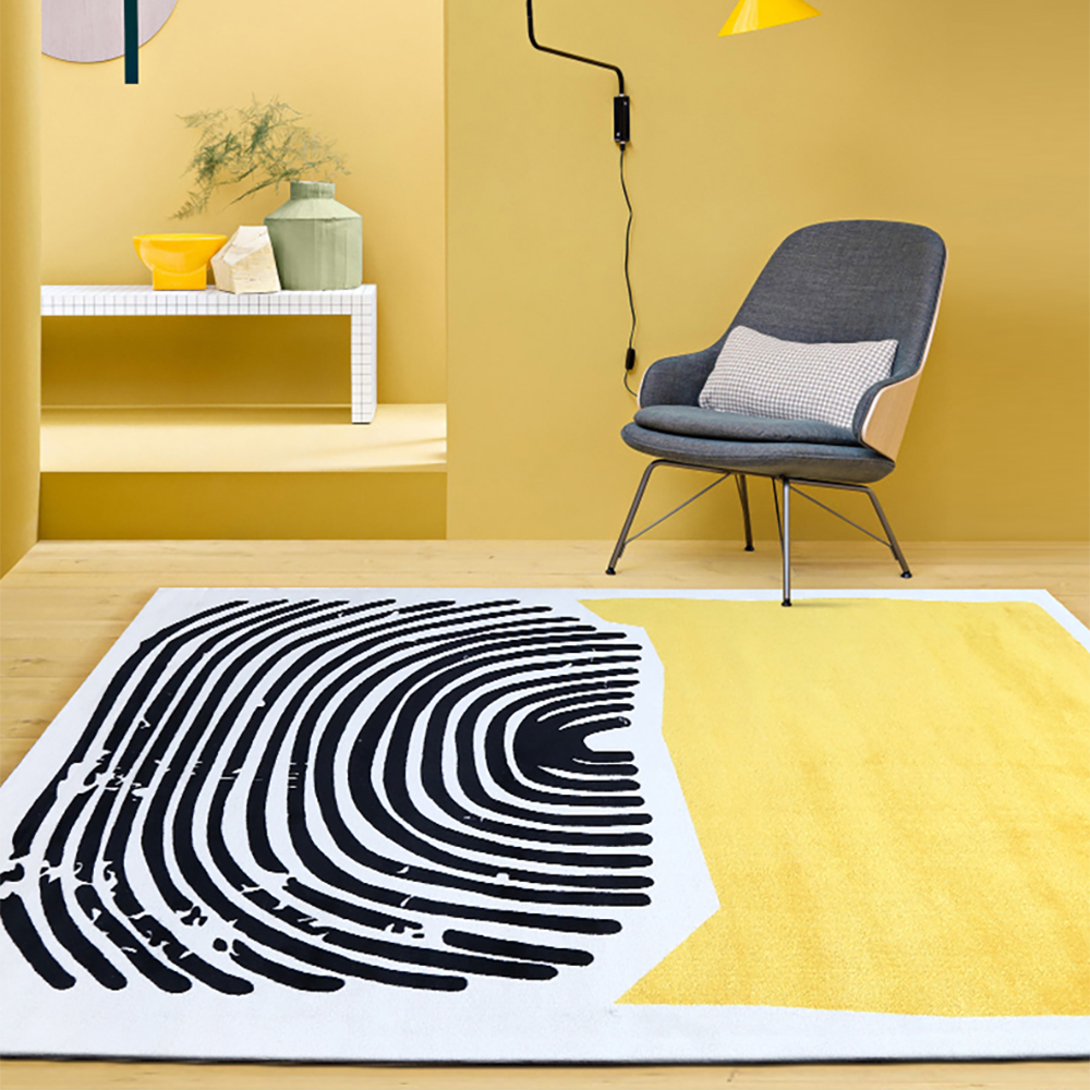 8' x 10' Rectangular Contemporary Multipurpose Yellow & Black Area Rug ...