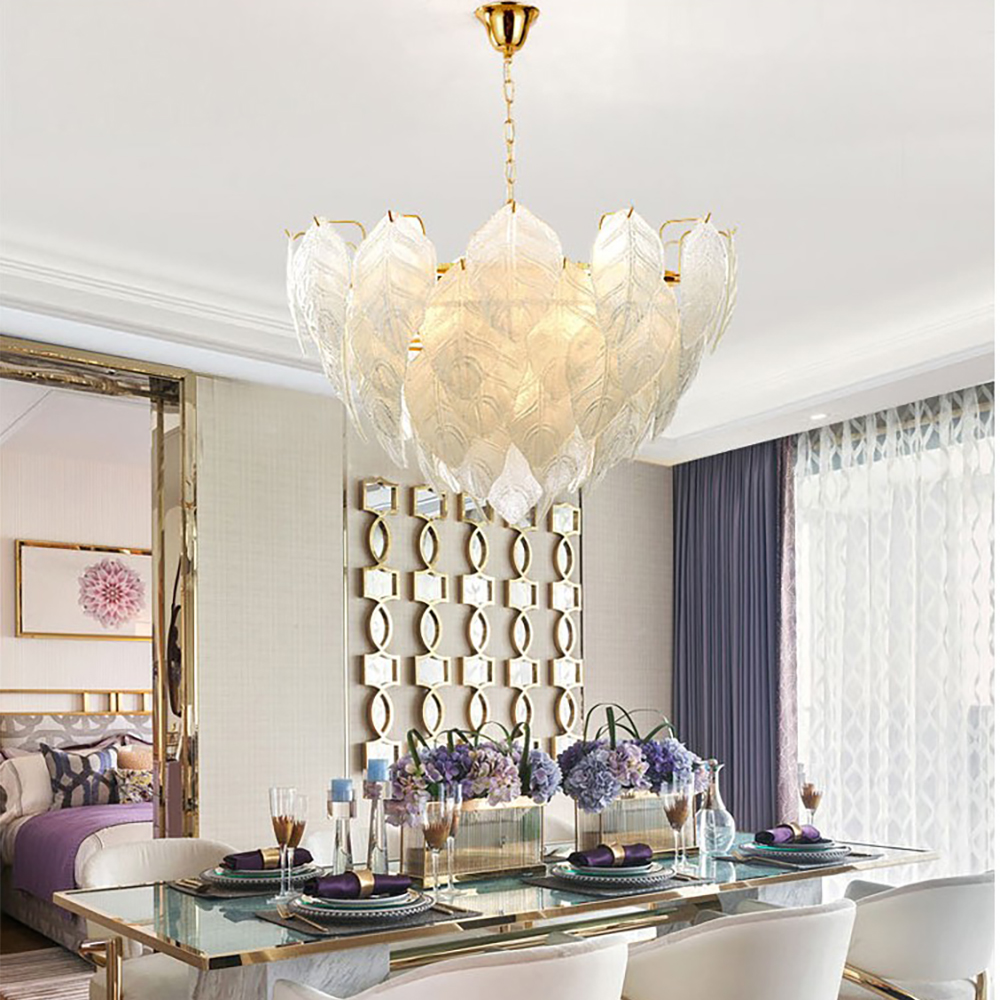 Modern 4-Light Tiered Suspension Lighting Chandelier Frosted Glass ...