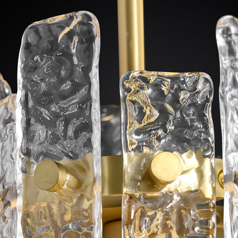 Modern 1-Light Water-ripple Glass Pendant Lighting in Brass Finish-Homary