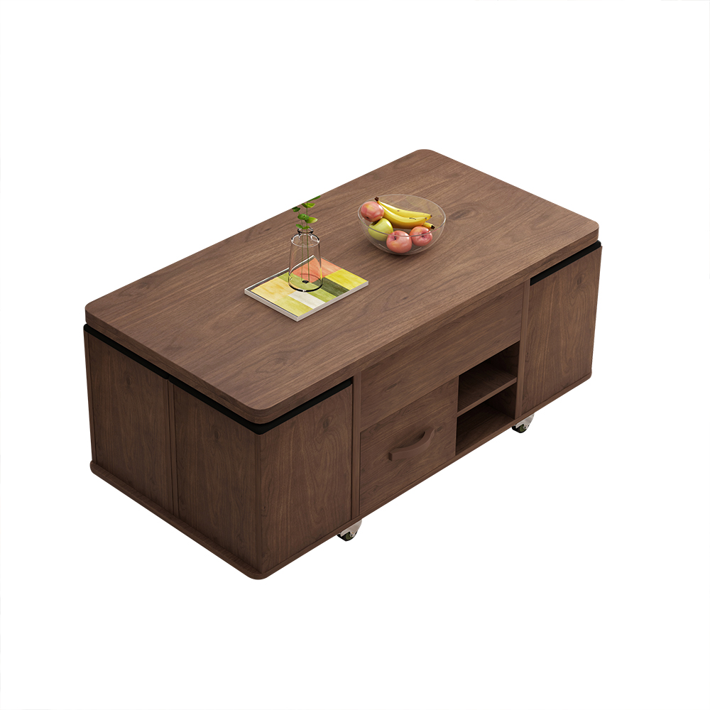 Contemporary Extendable Multifunctional Coffee Table with Storages-Homary