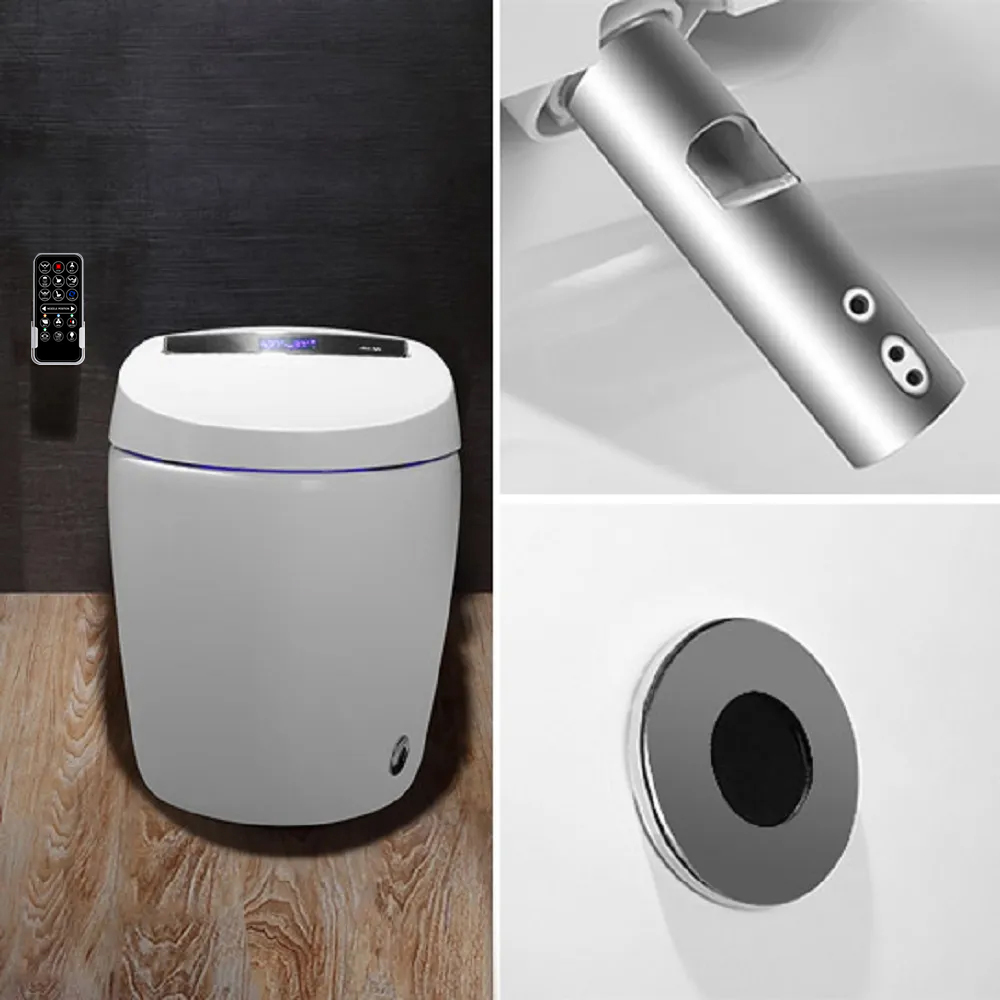Modern Smart One-Piece 1.28 GPF Floor Mounted Elongated Toilet and ...