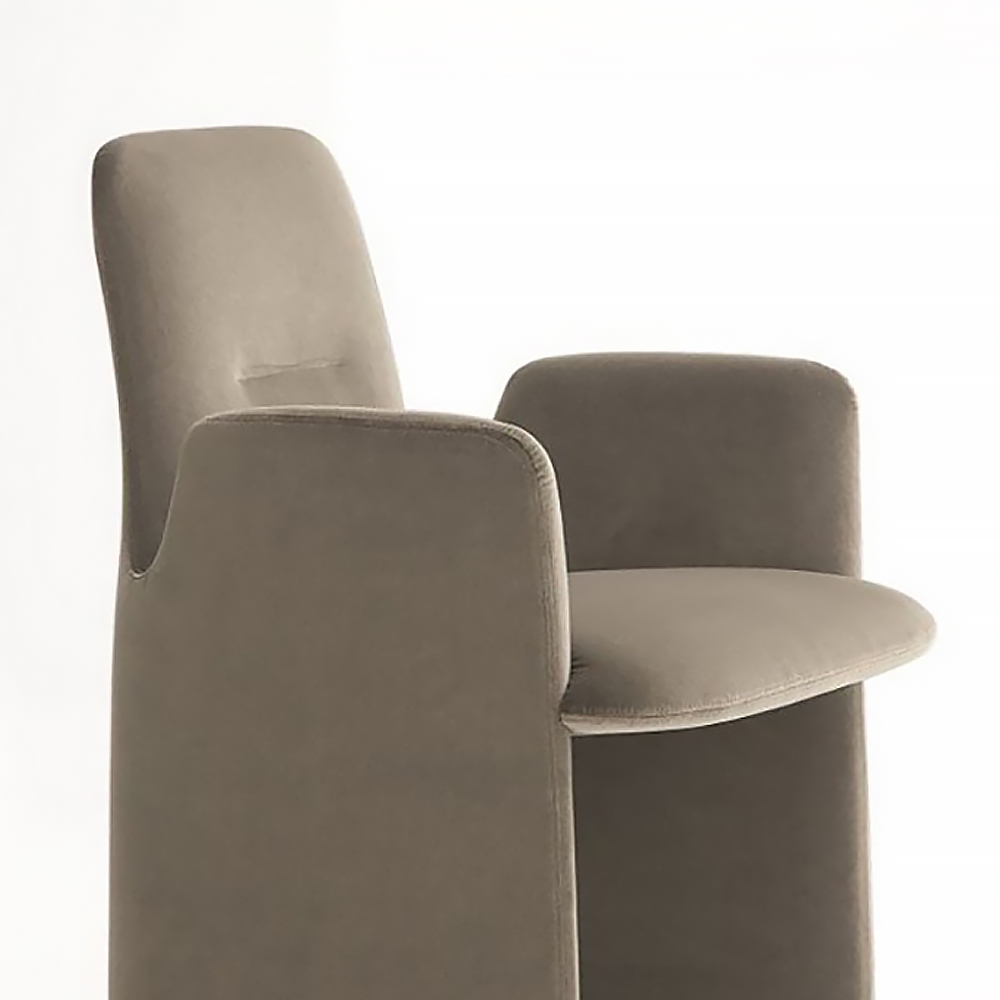 Modern Khaki Accent Chair with Velvet Upholstery & Solid Back-Homary