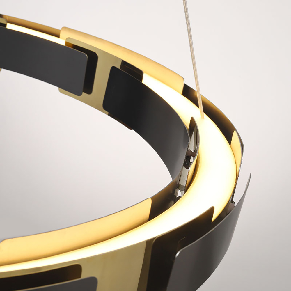 Black & Gold Modern Simple Round LED Pendant Light-Homary
