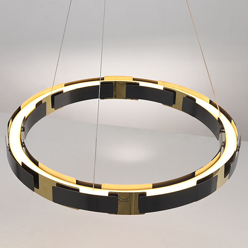 Black & Gold Modern Simple Round LED Pendant Light-Homary