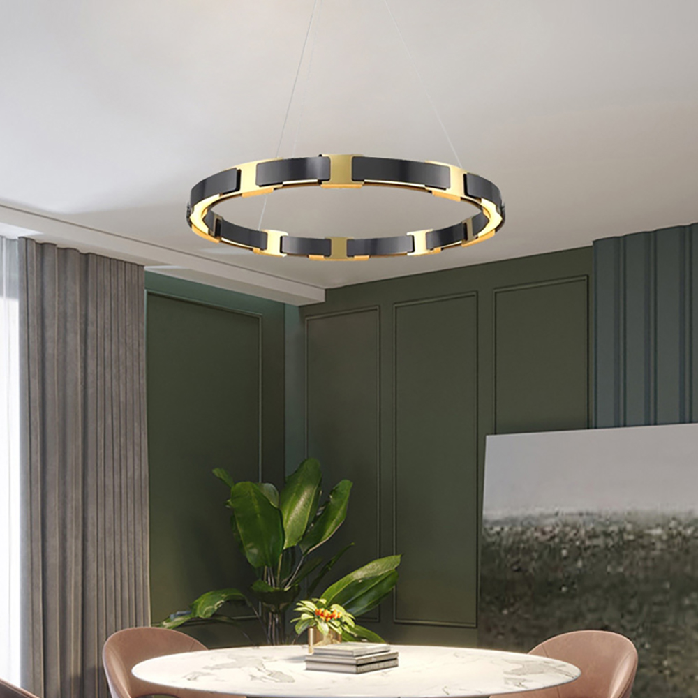 Black & Gold Modern Simple Round LED Pendant Light-Homary