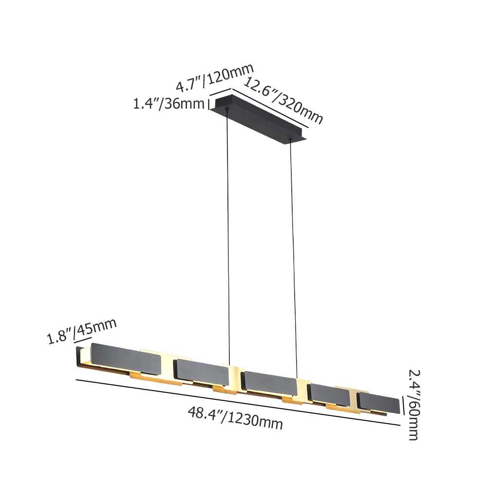 Black & Gold Modern Linear LED Kitchen Island Light-Homary