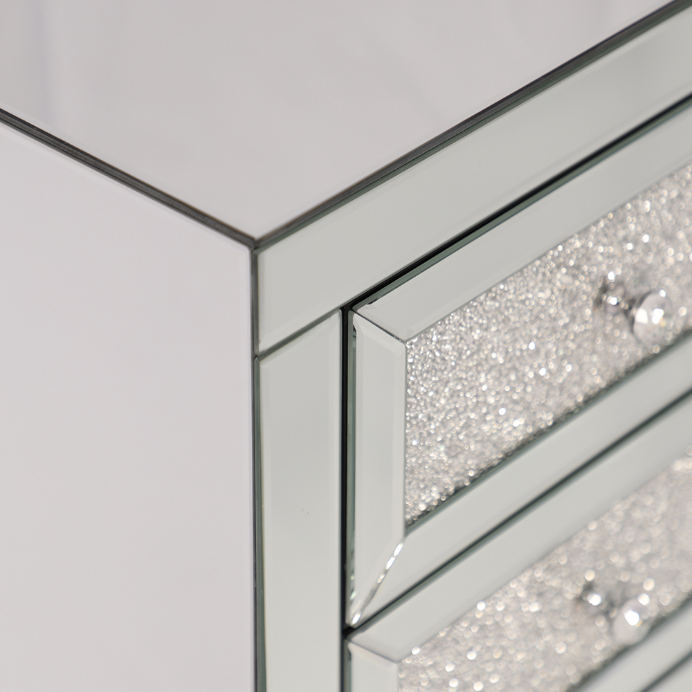 Modern Rectangular 3-Drawer Mirrored Chest Side Cabinet with Storage in ...