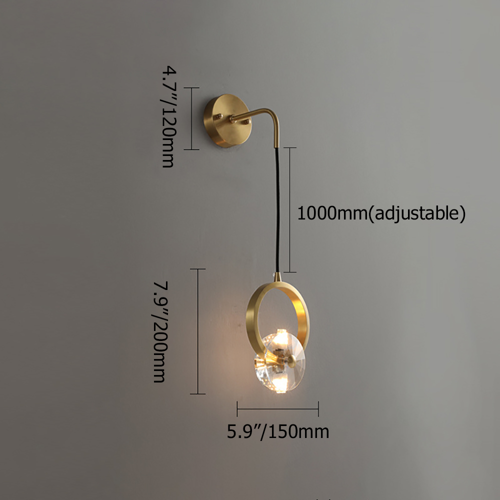 Modern Decorative LED Crystal Wall Sconce with Adjustable Cable-Homary