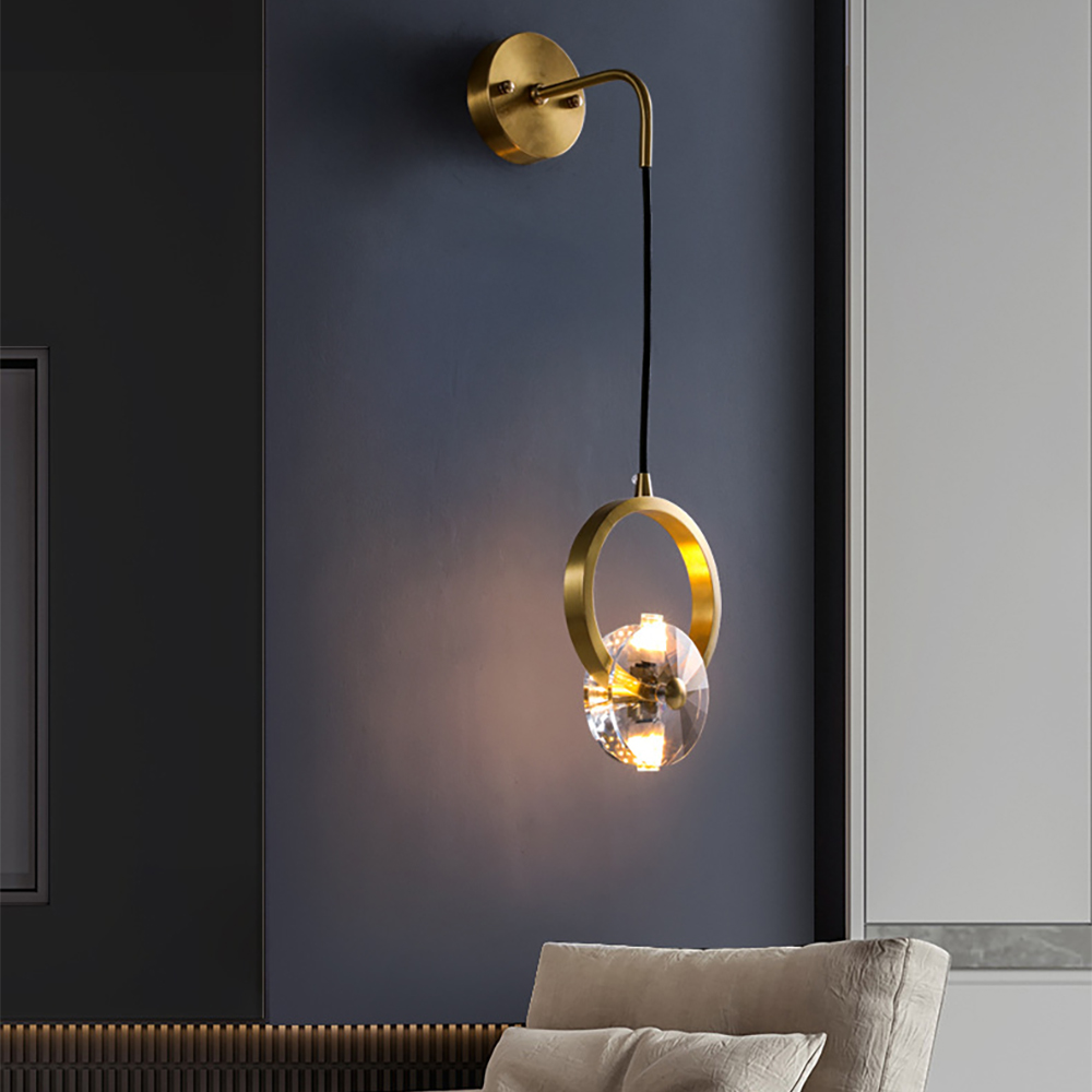 Modern Decorative LED Crystal Wall Sconce with Adjustable Cable-Homary
