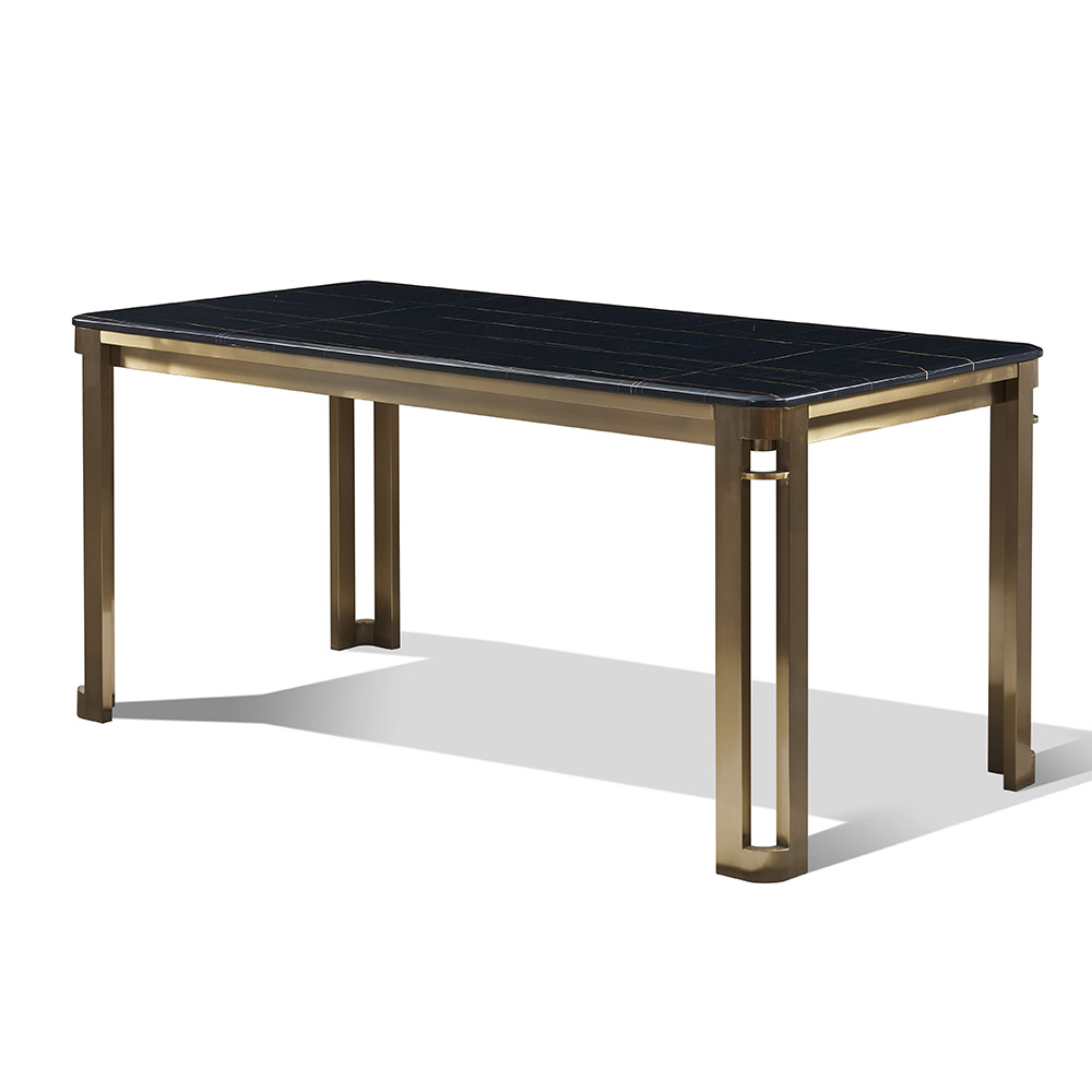 Classic Black Marble Top Dining Table with Stainless Steel Frame in ...