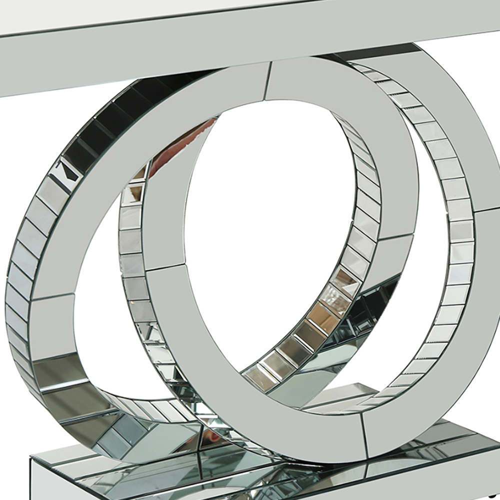 Modern Silver Console Table with Interlaced Rings Base for Entryway ...
