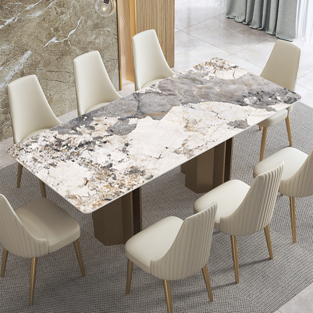 63" Modern Stone Dining Table of Rectangle for 6 Seaters-Homary