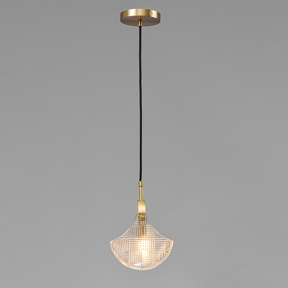 Minimalism 1-Light Glass Brass Pendant Light Gold Hanging Ceiling Light ...