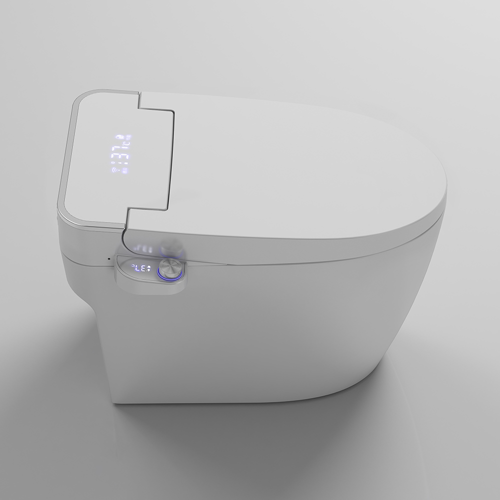 Elongated One-Piece Smart Toilet Floor Mounted Automatic Toilet Self ...
