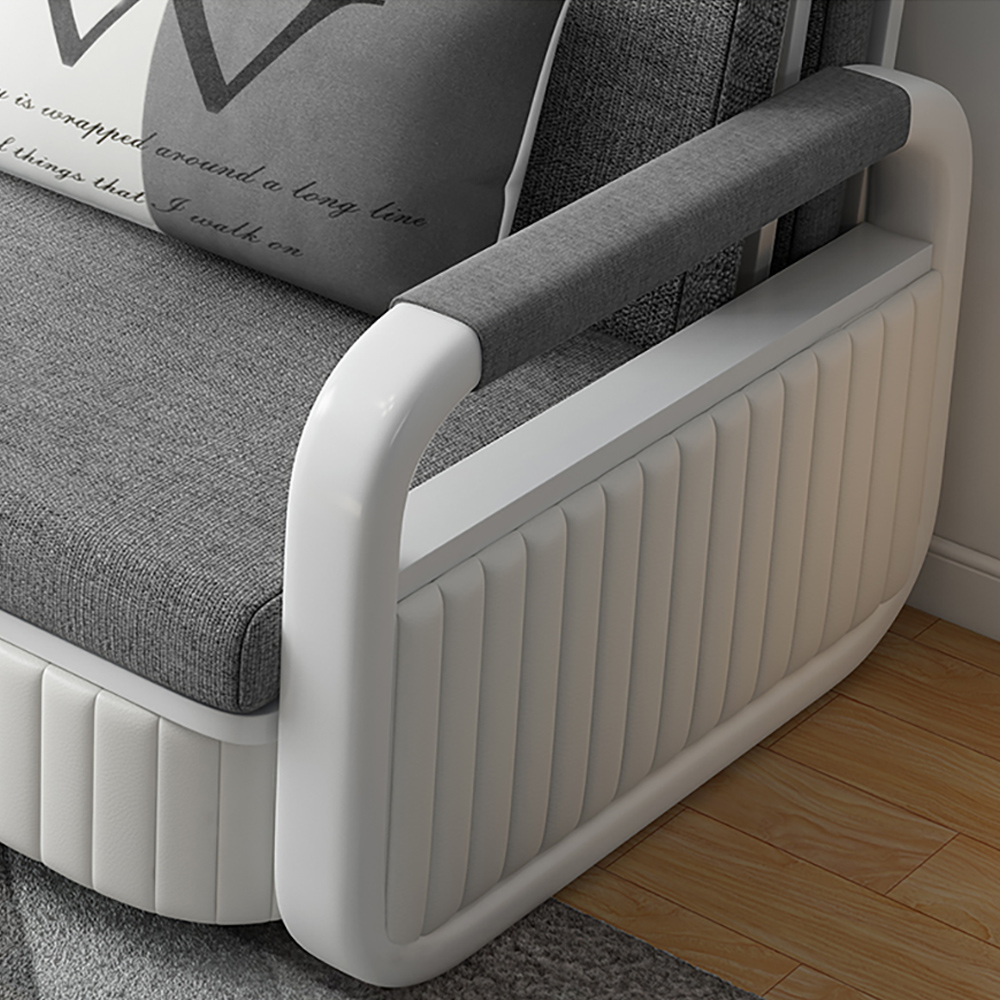 Modern Light Gray Cotton & Linen Upholstered Convertible Sofa Bed with ...