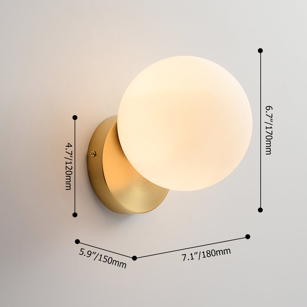 Applique murale minimalisme 1 lumière Globe Applique murale avec abat ...
