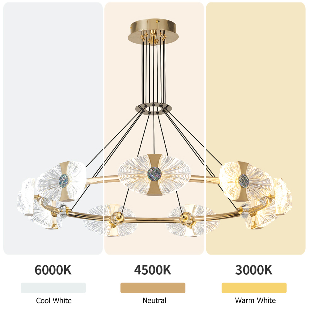 Modern Circle Acrylic LED Chandelier 9-Light for Living Room and Dining ...